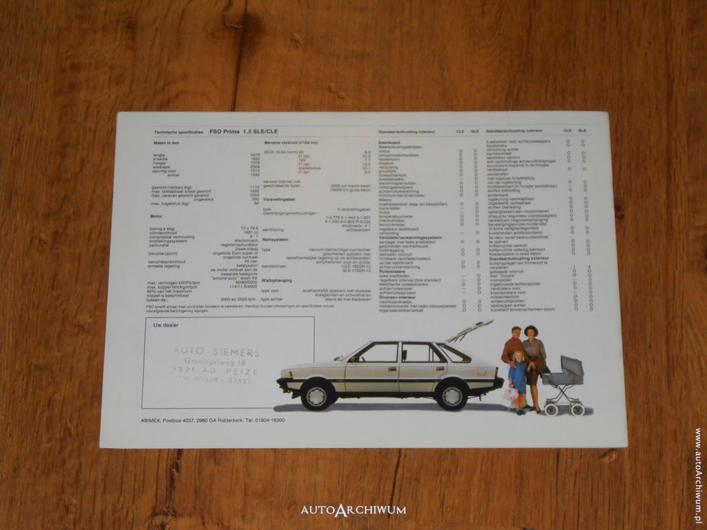 autoArchiwum | CZYTELNIA: FSO POLONEZ / PRIMA - PREZENTACJA PROSPEKTÓW ...