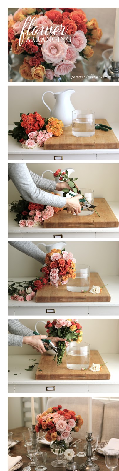 DIY Sweetheart Rose Arrangement | Coral, Peach and Pale Pink Roses ...