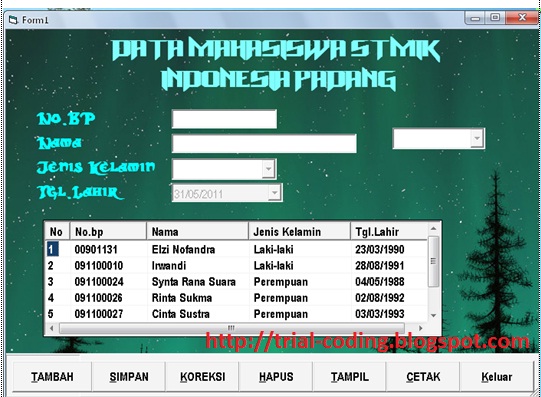 cara membuat program mahasiswa dengan visual basic 6 - Trial-Coding