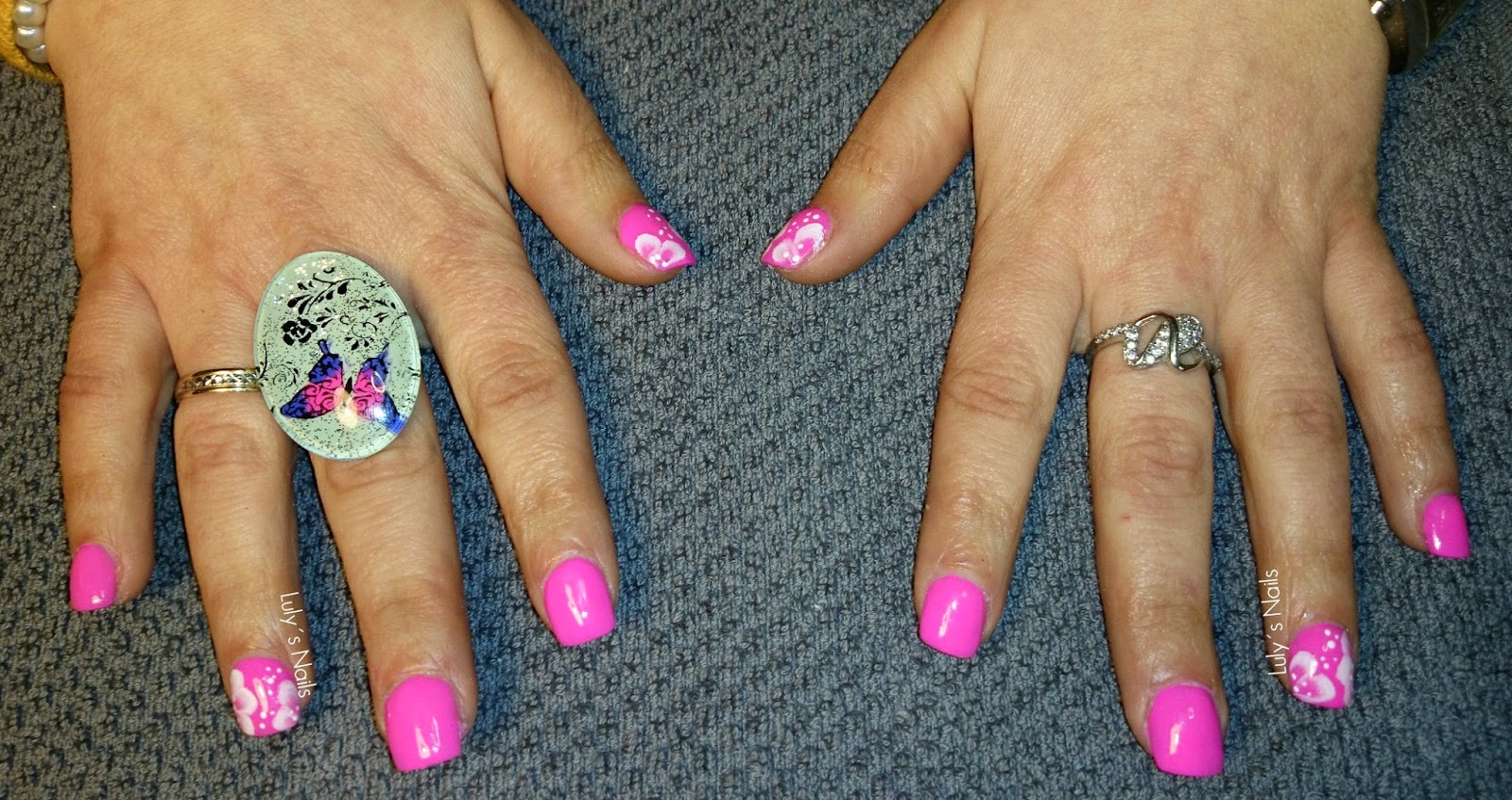 Luly's Nails: MANICURA EN ROSA CON FLOR EN ONE STROKE