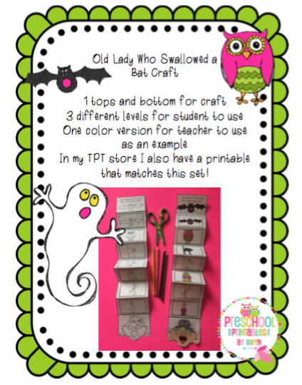 Old Lady Who Swallowed a Bat Craft ~ Preschool Printables