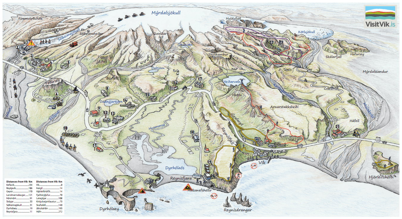 travelling in Europe: Vik 地形旅遊圖 與 在 Vik 住宿的小木屋 ( Gardar on Reynisfjara ...