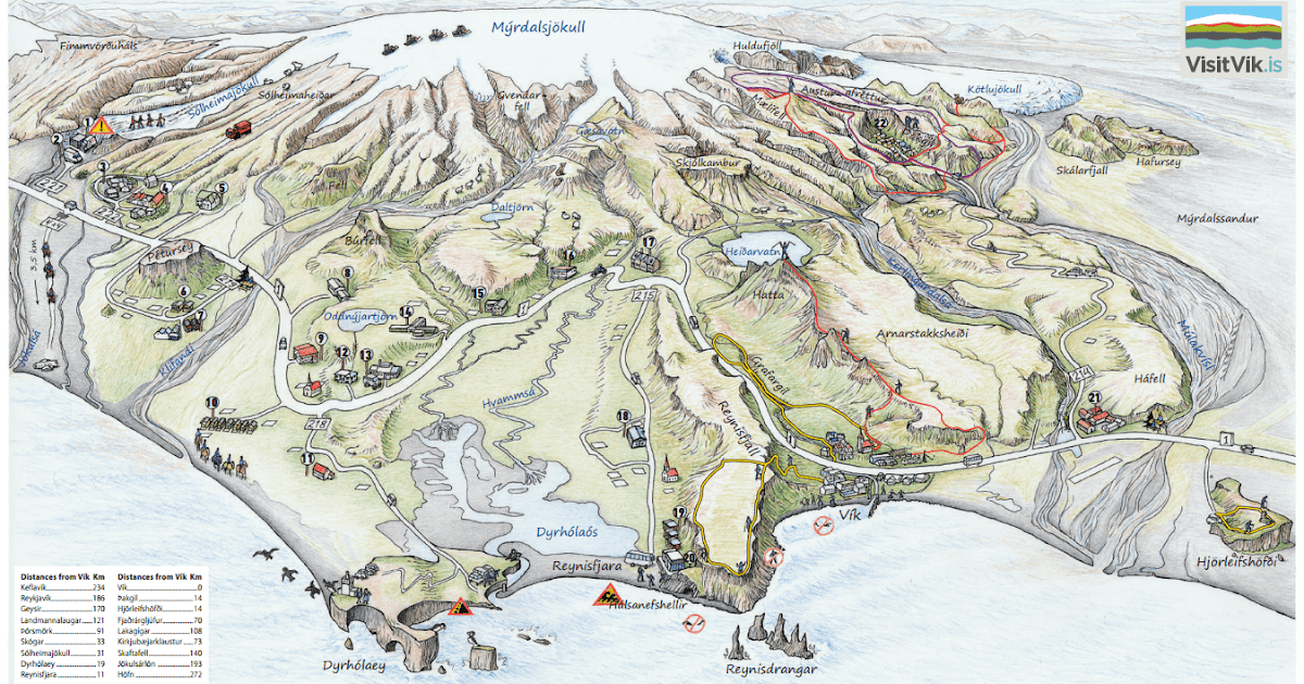 travelling in Europe: Vik 地形旅遊圖 與 在 Vik 住宿的小木屋 ( Gardar on Reynisfjara ...