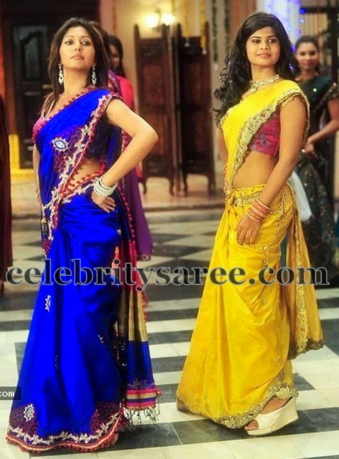 Bright Color Raw Silk Sarees - Saree Blouse Patterns