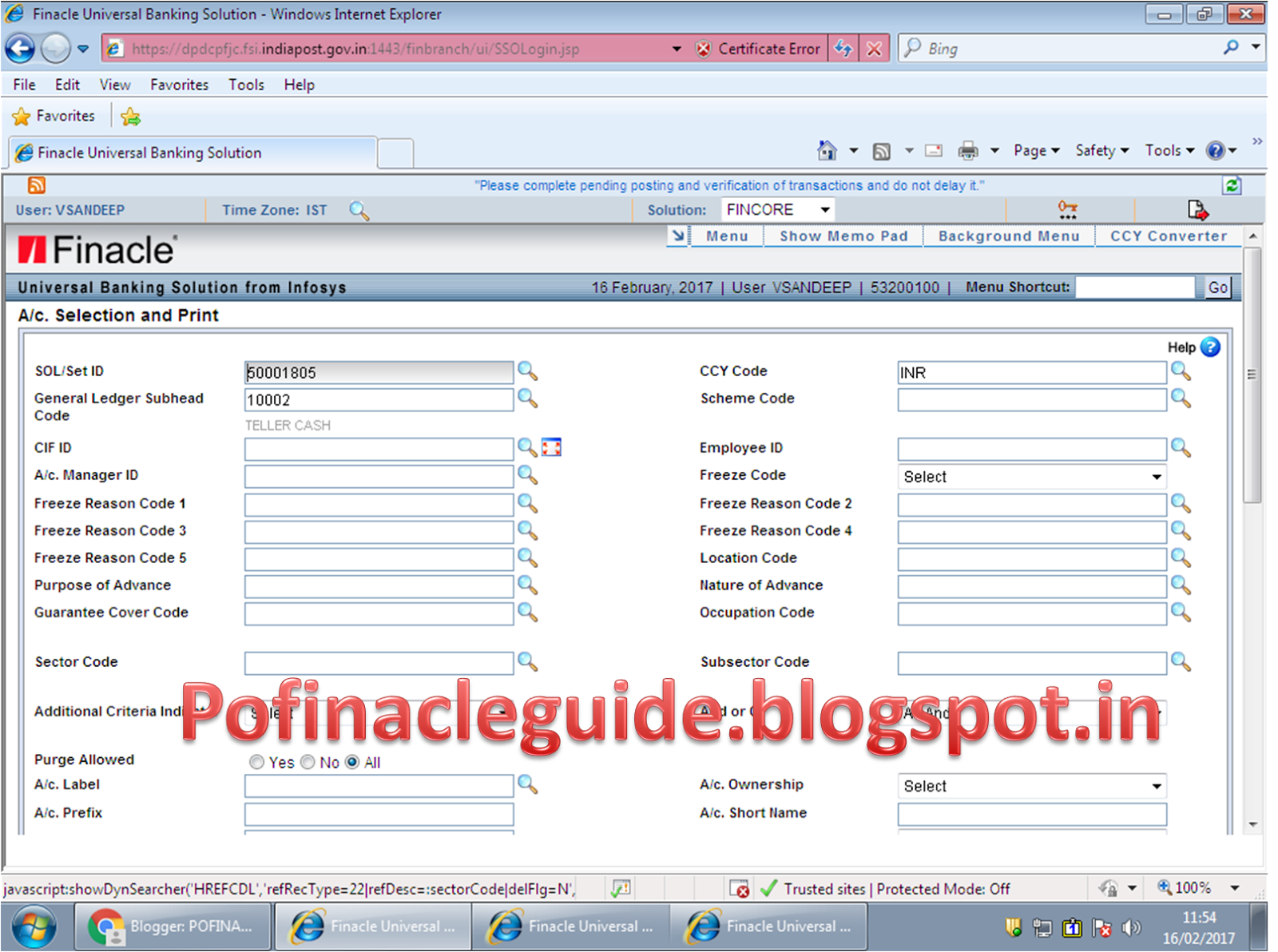 Procedure to view the teller accounts of a particular sol in DOP ...