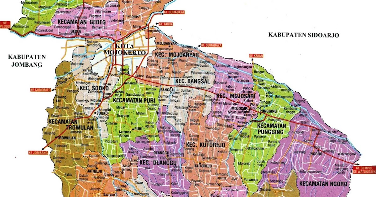 Gambar Peta Kabupaten Mojokerto Jawa Timur