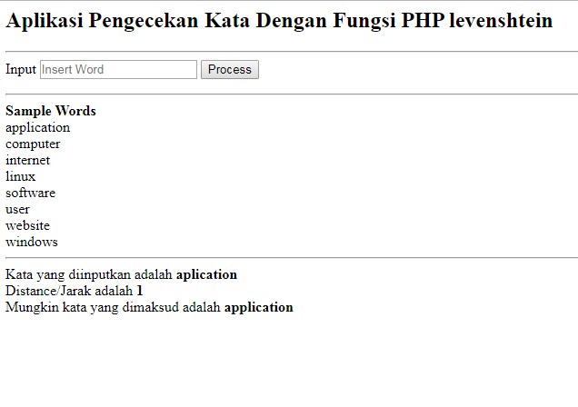Aplikasi Pengecekan Kata Dengan Fungsi PHP levenshtein - Belajar Webpedia