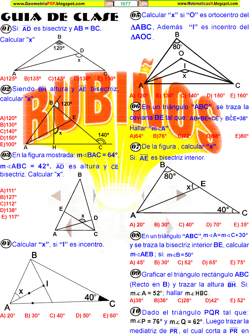 LINEAS NOTABLES EN UN TRIANGULO GEOMETRIA PARA PRACTICAR MATEMÁTICAS DE ...