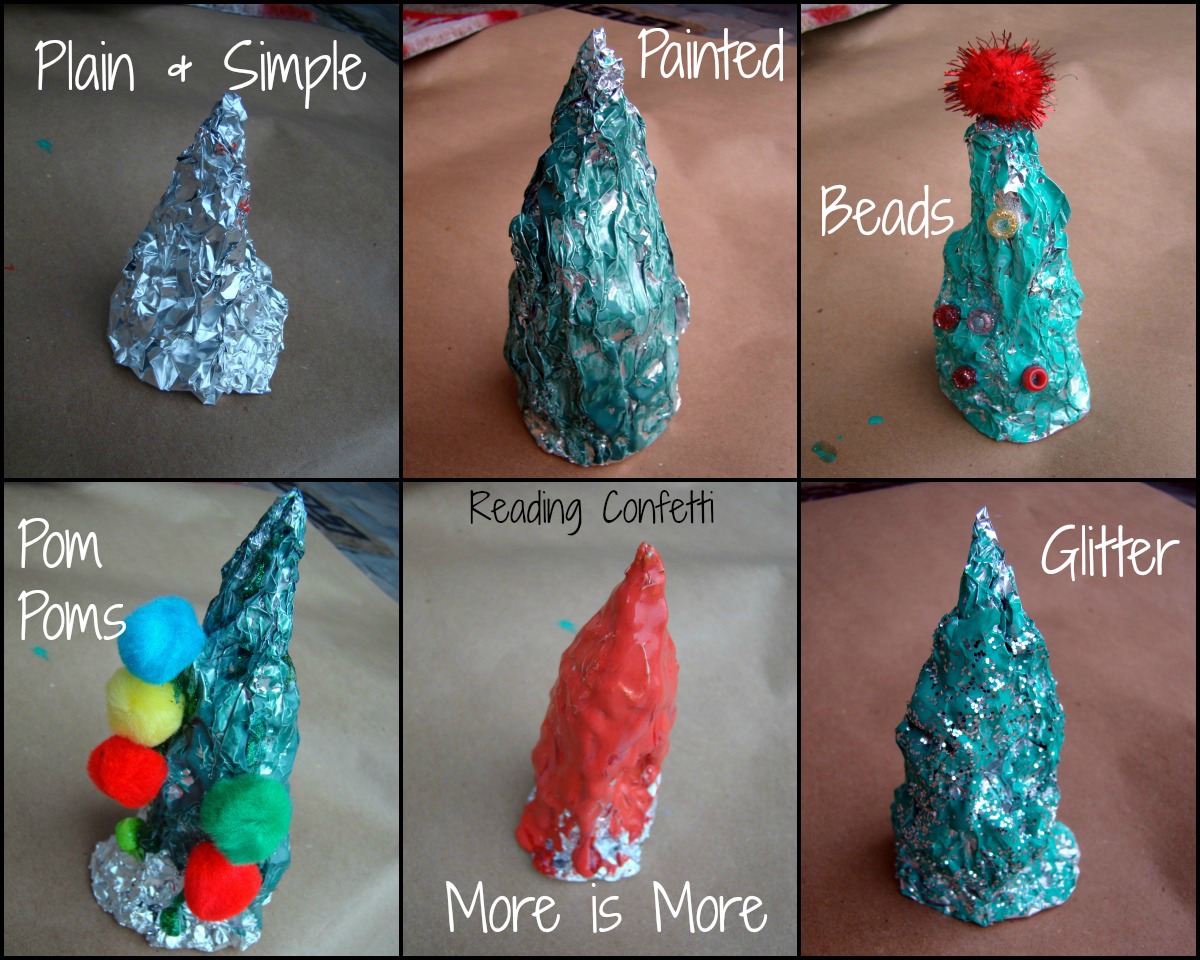 Tin Foil Christmas Tree Sculptures ~ Reading Confetti