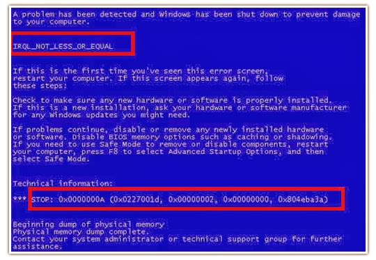 BlueScreen dan Cara Mengatasainya - Kurnia Dwi Sandra