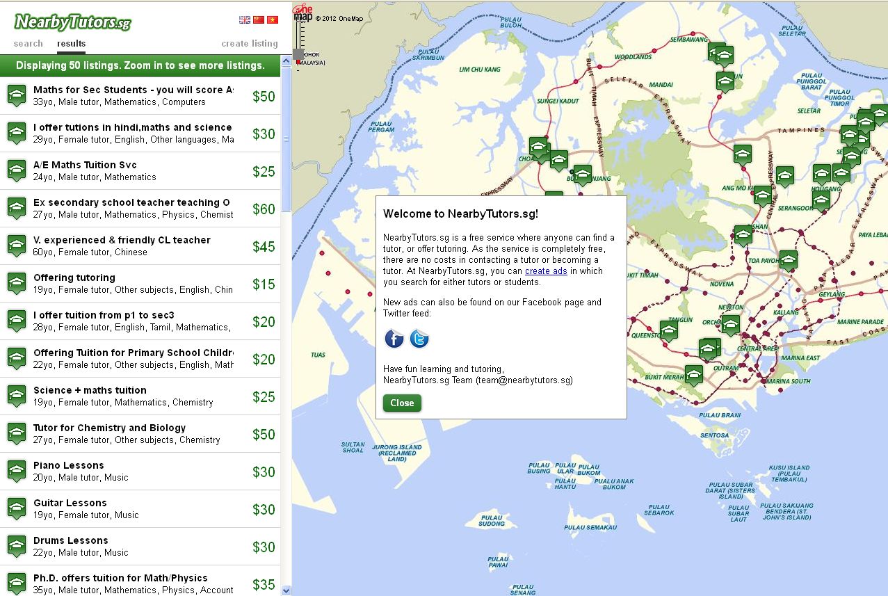 OneMap.sg: OneMap Challenge 2012 Feature App: NearbyTutors.sg