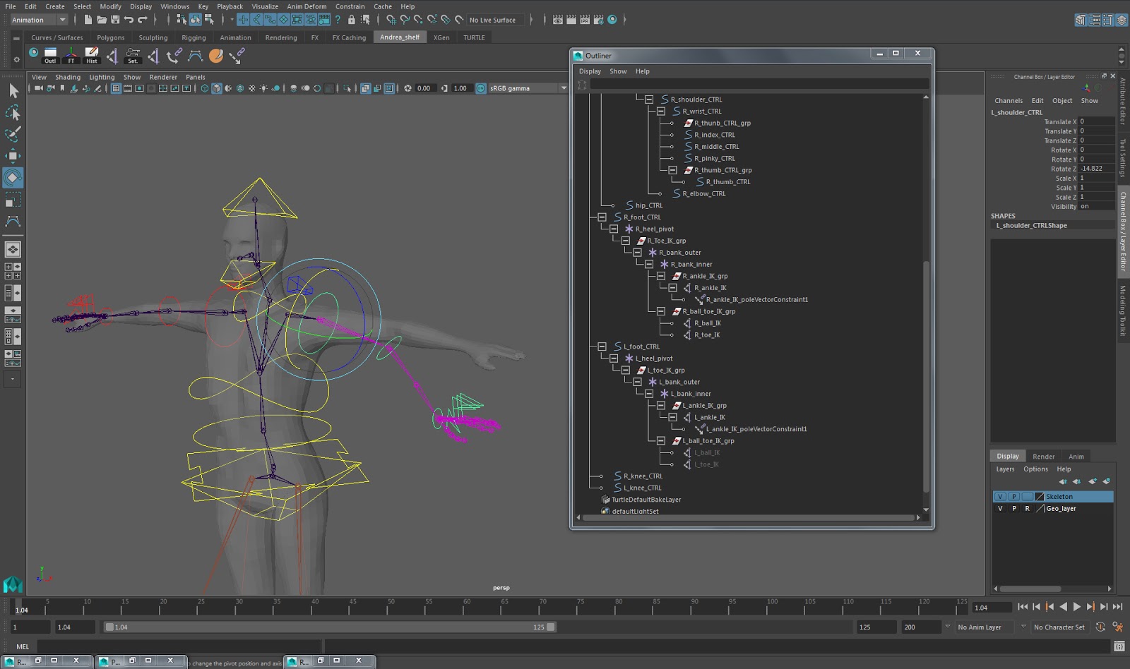 animatedcreativeandreamcswan: Maya rigging complete: hierarchy in Outliner