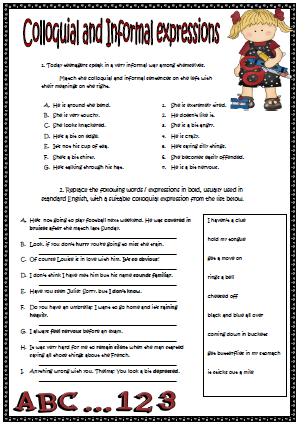 Colloquial and Informal Expressions | My English Printable Worksheets