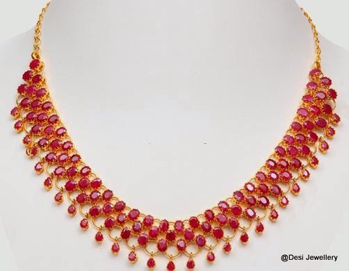 Jewellery Designs : #@ Simple Ruby Necklace Designs