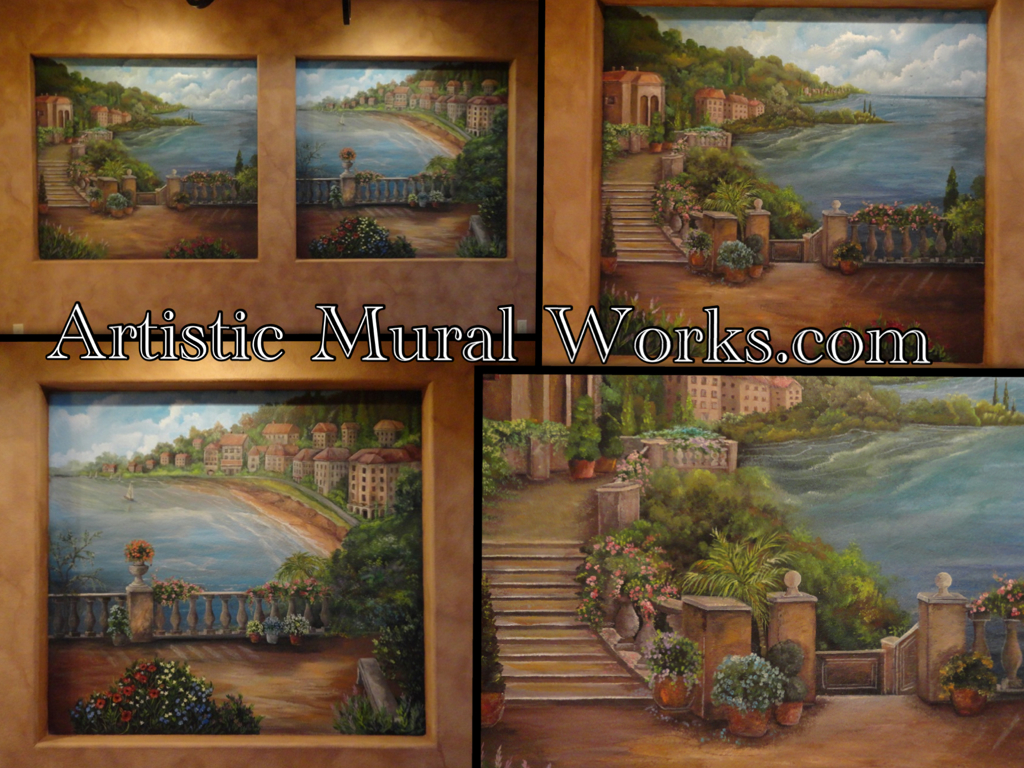 Artistic Mural Works: Mediterranean flower garden and seascape, A ...