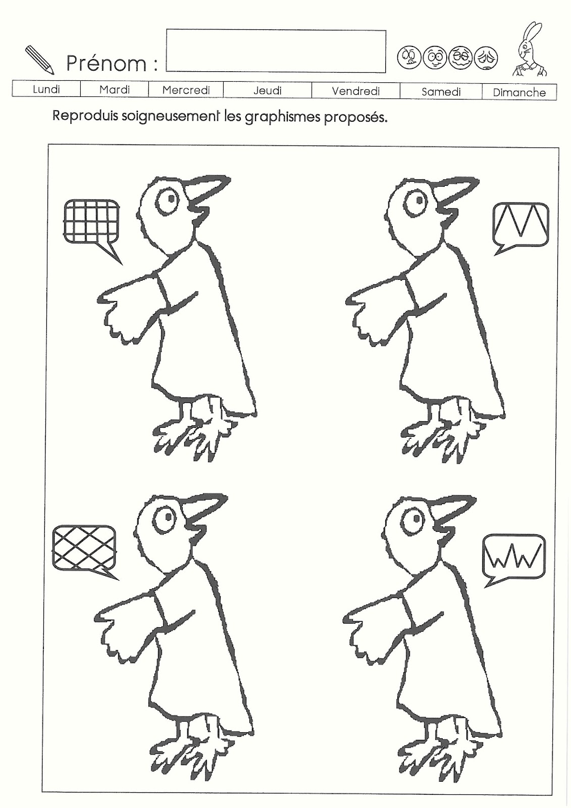 Maternelle: La rentrée de la maîtresse, exploitation, graphisme (2)