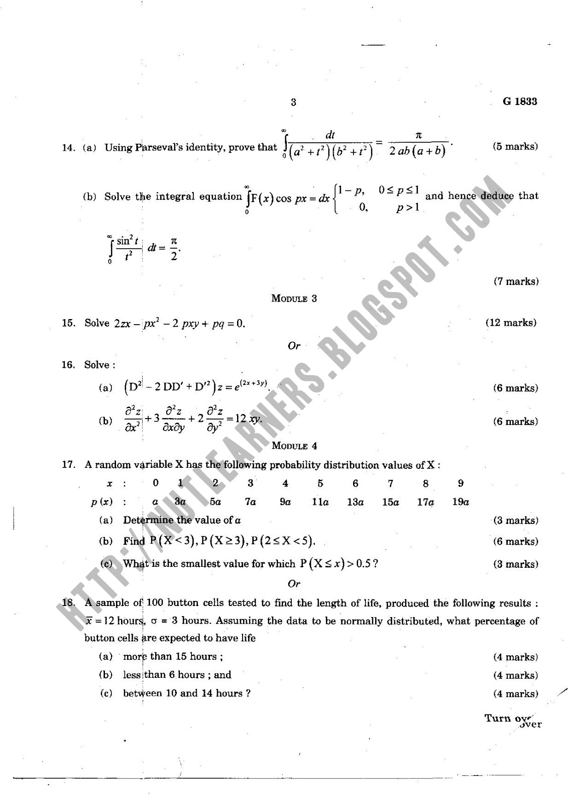 Engineering Mathematics III - MG University Question Paper | Nut Learners