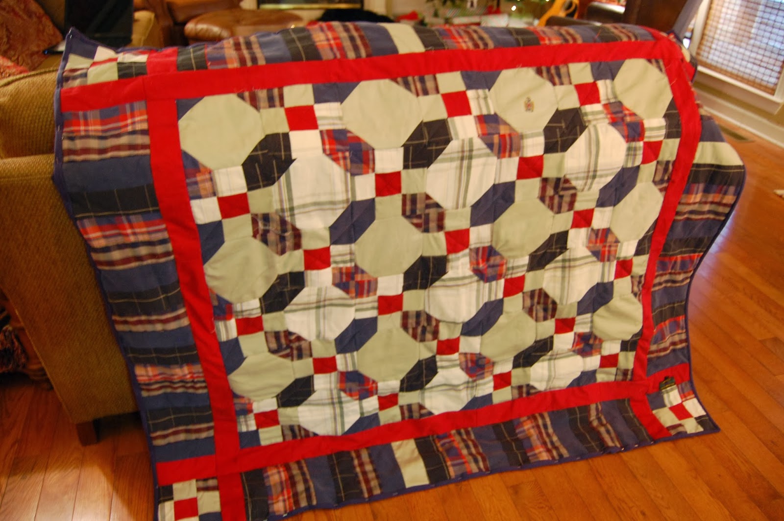 Southern Seven: Quilt made from my dad's shirts