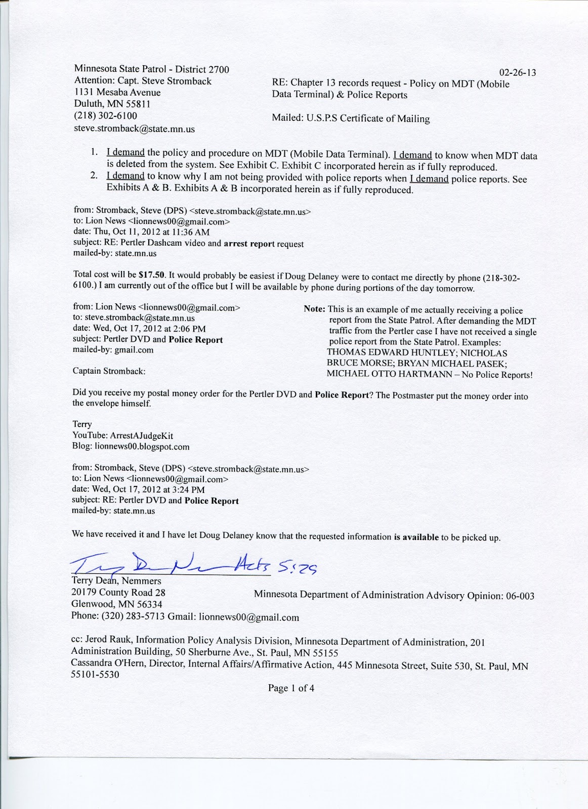 Lion News: Internal Affairs Complaint VS Lt. Eric Roeske, Capt. Steve ...