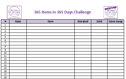 Tracking Sheets for 365 Items in 365 Days! | From Overwhelmed to ...