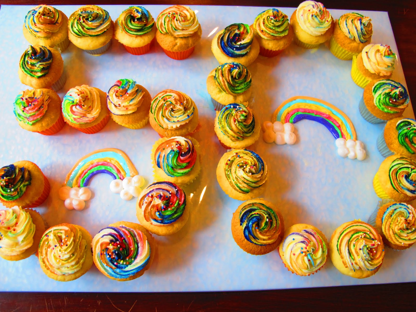 Tortelicious: Rainbow Mini Cupcakes & Hydrangea Birthday Cake