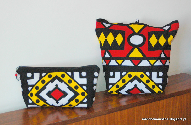 Mancheia Rústica: Samakaka: pano angolano - saco e estojo