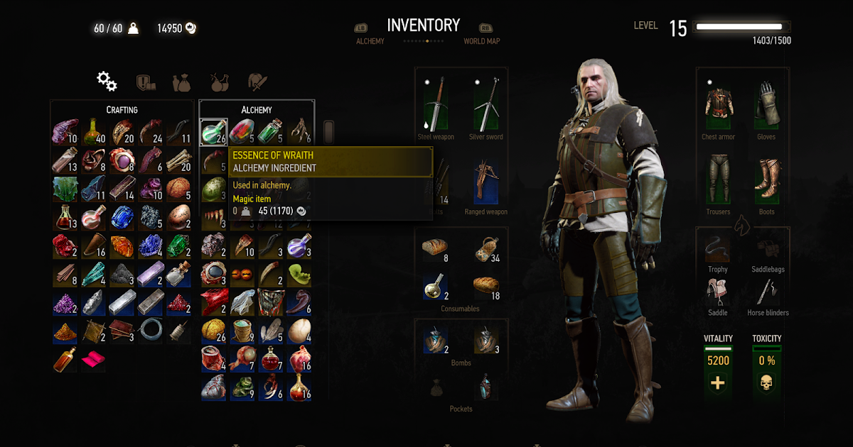 The Witcher 3 alchemy tables