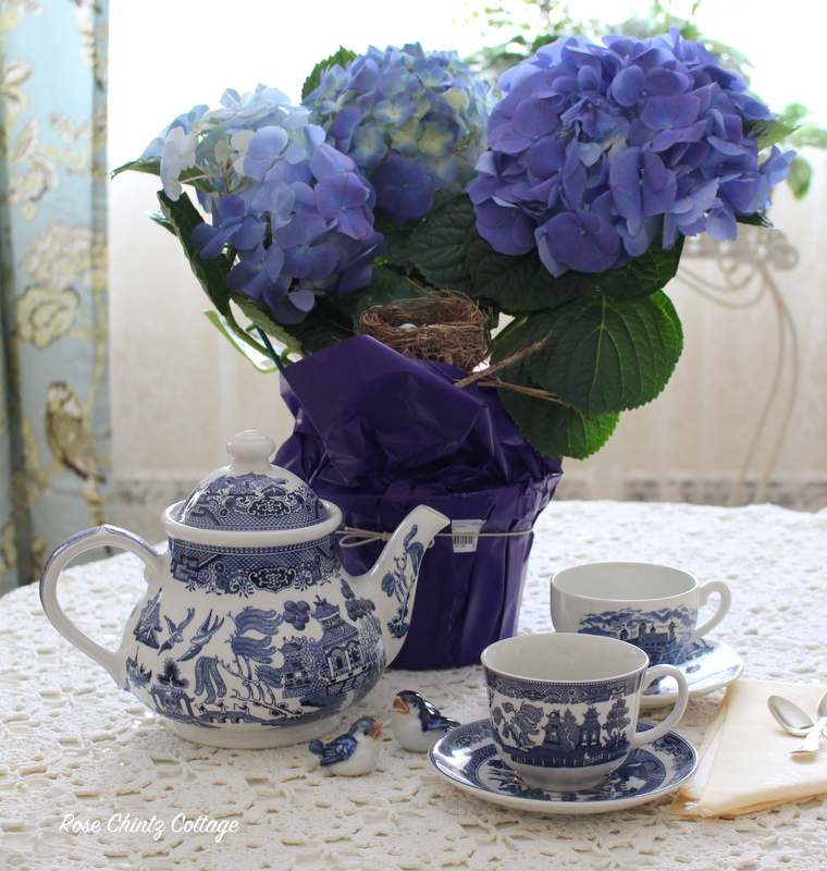 Rose Chintz Cottage: Beau-tea-ful Blue Hydrangeas and a Wonderful Win