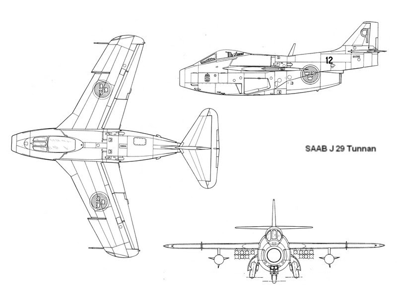 AVIÕES MILITARES: SAAB J 29 Tunnan