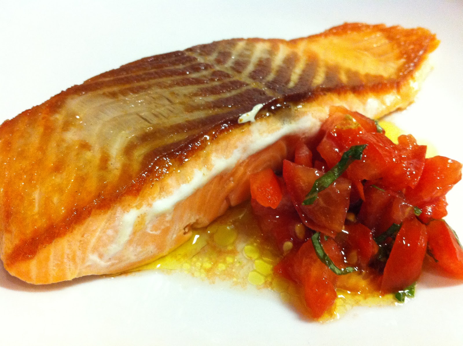 Behind The Burners: OCEAN TROUT WITH TOMATO AND BASIL SALSA