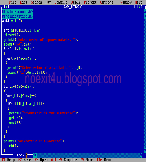 C Program To Check Whether A Matrix Is Symmetric Or Not ~
