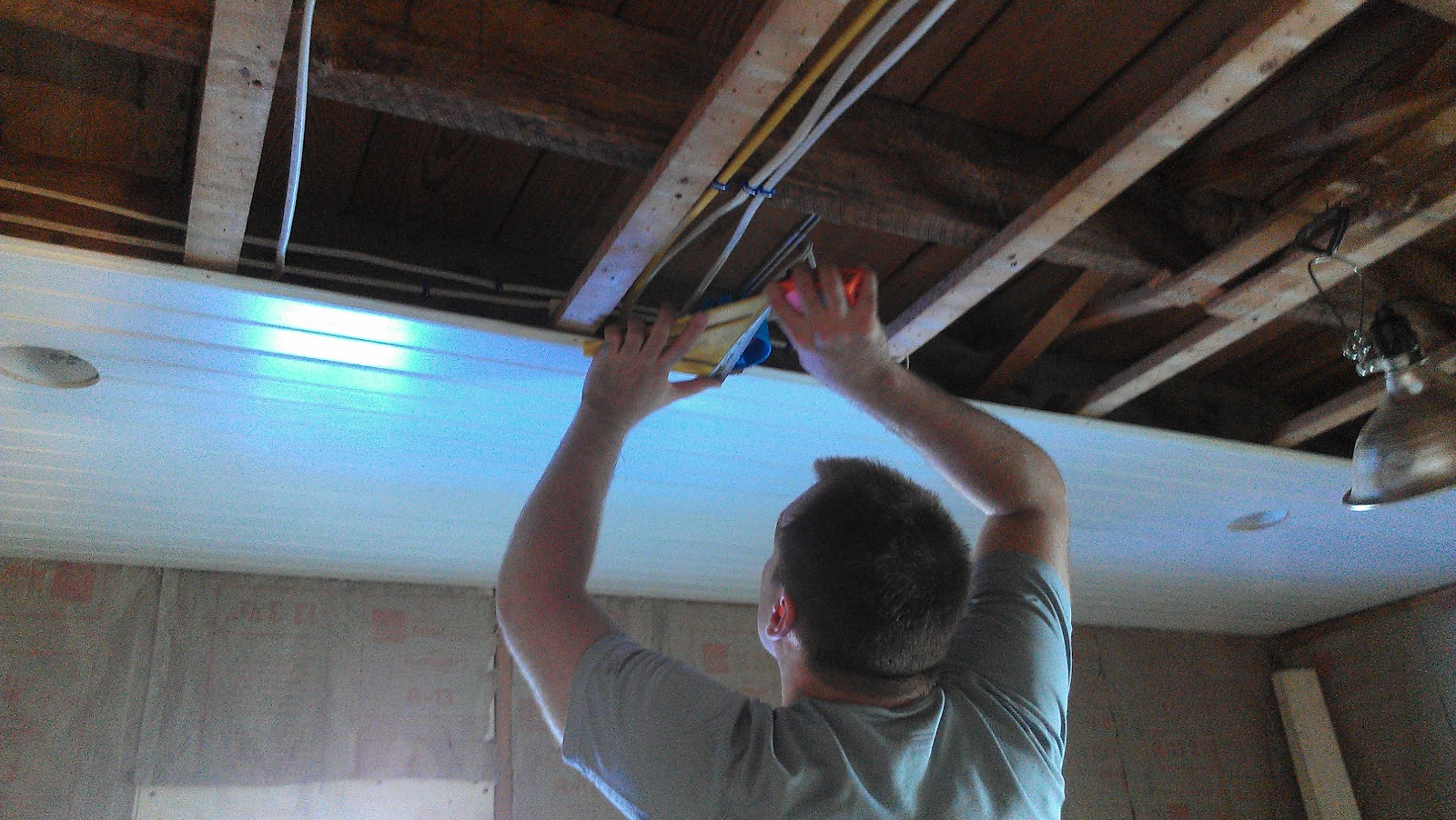 House to Home: Who wants drywall?! Beadboard ceiling!