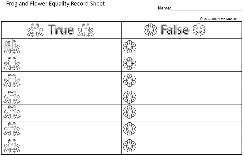 The Elementary Math Maniac: Frog and Flower Equality!