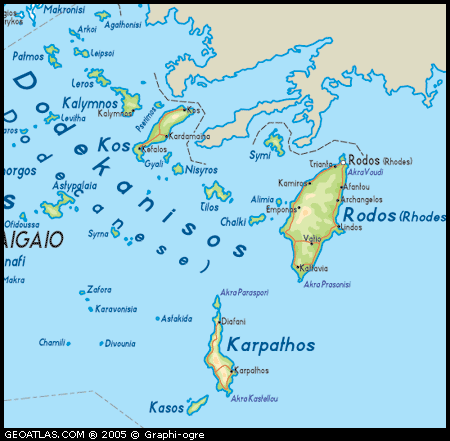 Dodecanese Map Geographic City | Greece Map Provincial City