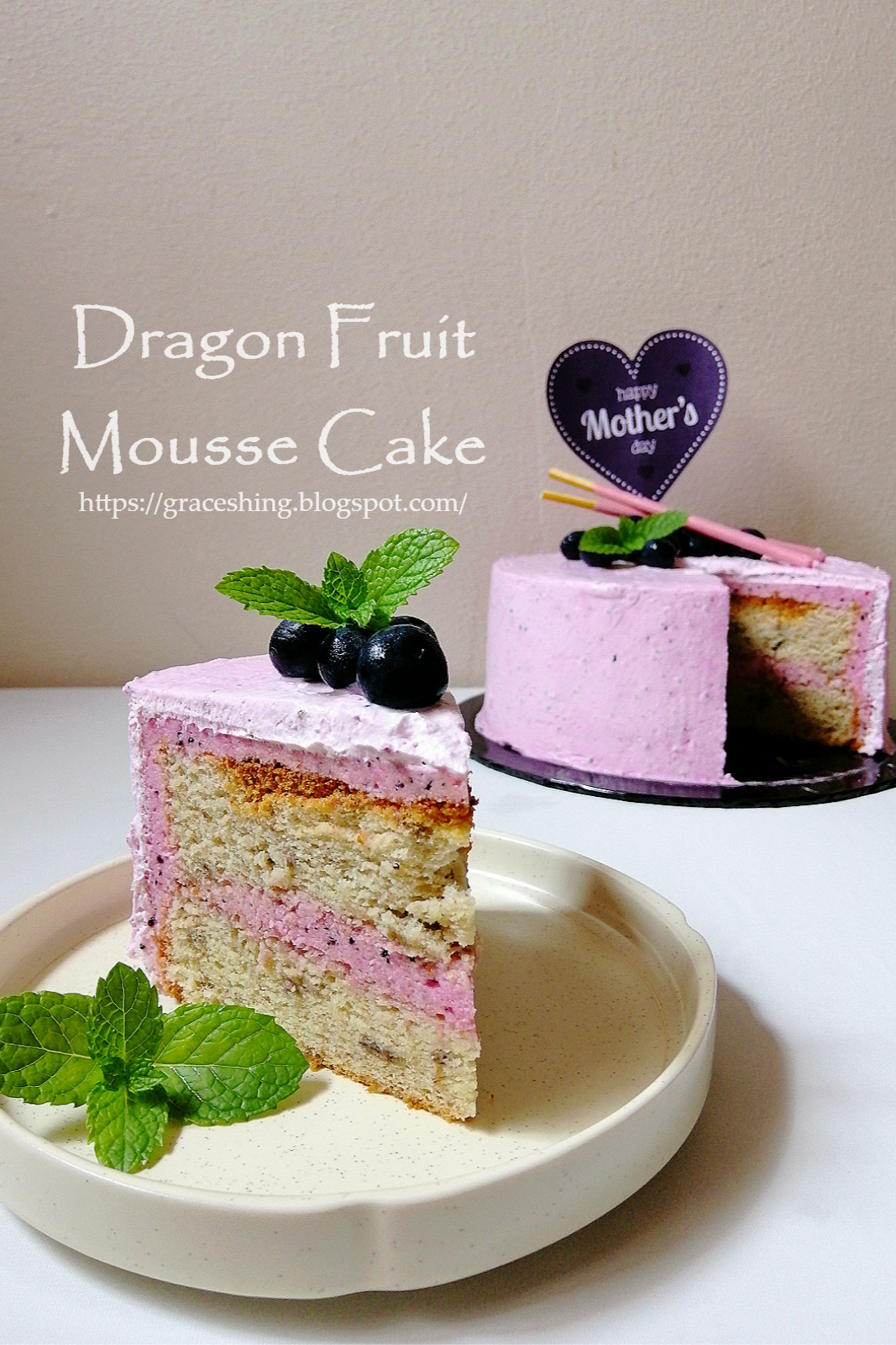 Grace's Blog 欣语心情: 火龙果慕斯蛋糕 Dragon Fruit Mousse Cake