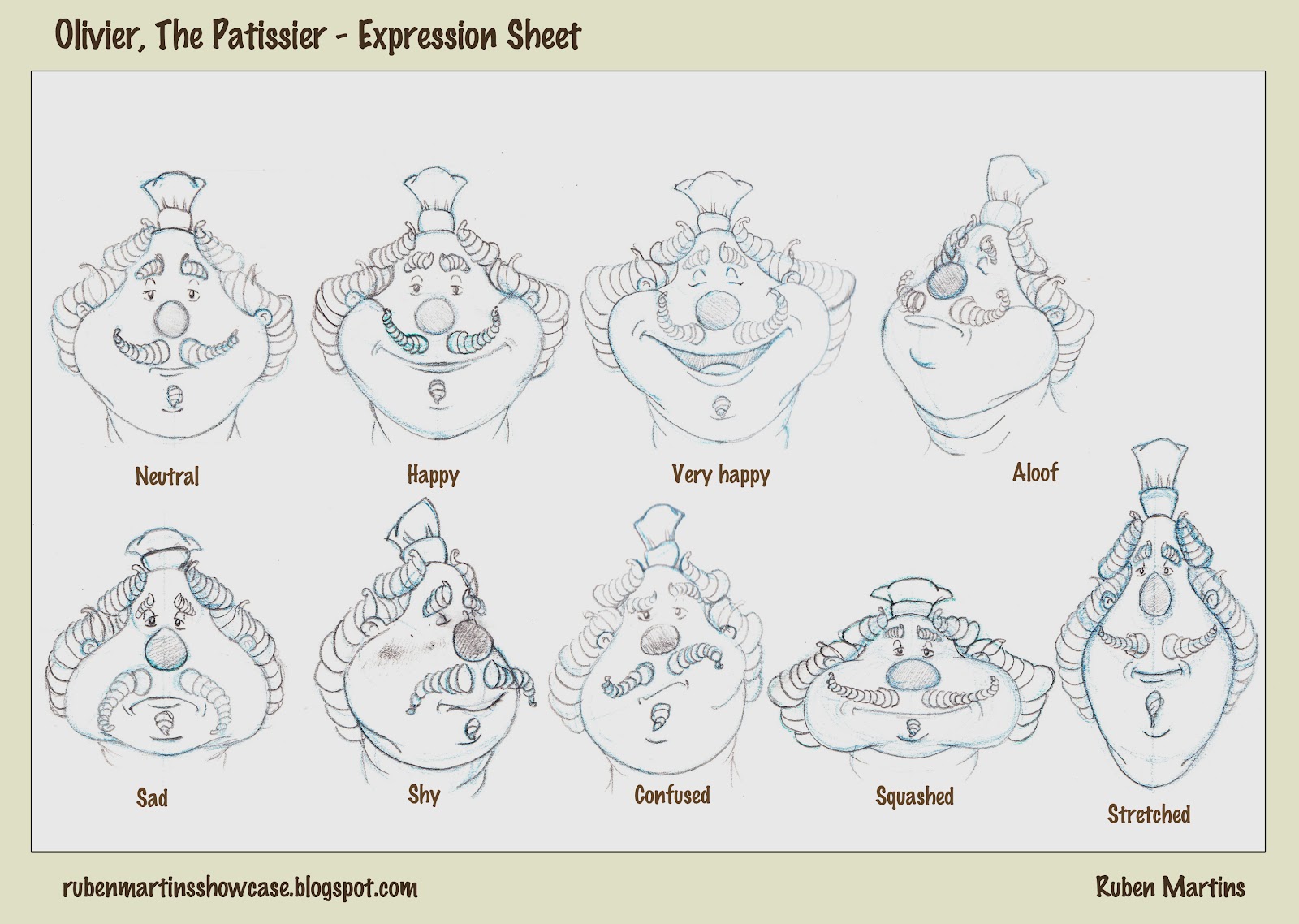 Ruben's Blogpage: Major Project: Olivier, the Patissier, Expression Sheet