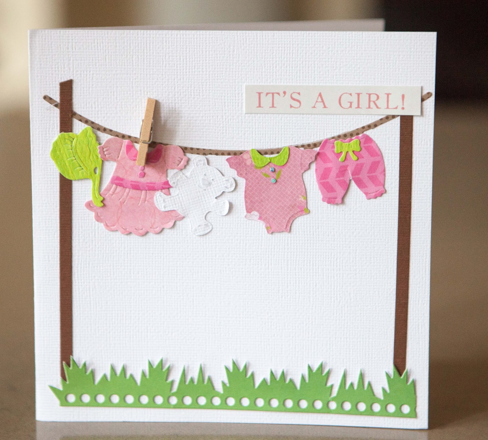 Creative Mayhem: Baby Girl Cards with Baby clothes on the washing line.