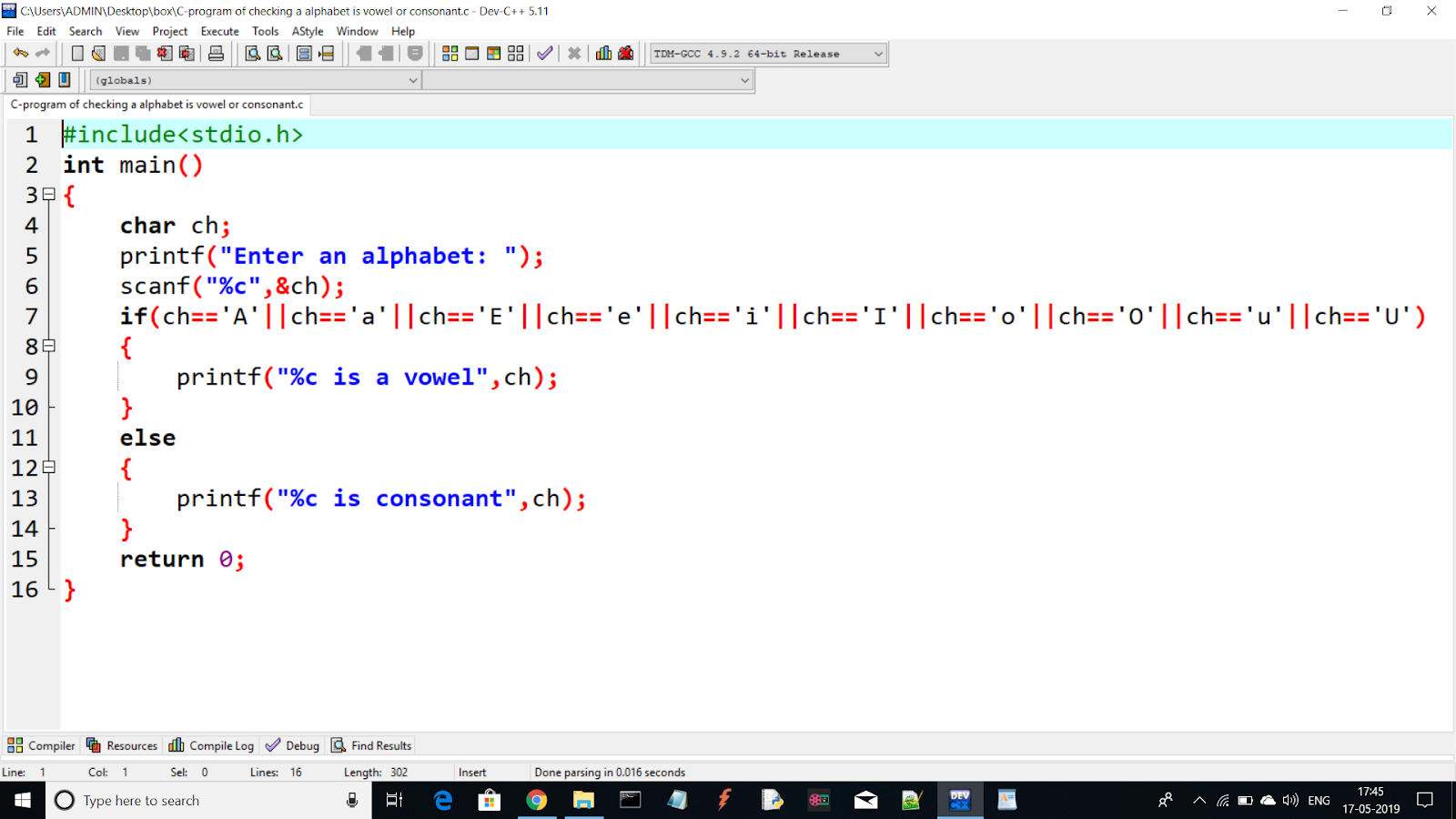 C program Of Checking A Alphabet Is Vowel Or Consonant C program Of Checking A Alphabet Is Vowel Or Consonant