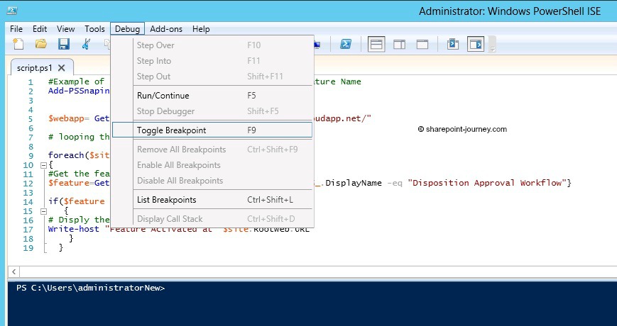 Asp.Net / Sharepoint: how to debug powershell script Asp.Net / Sharepoint: how to debug powershell script