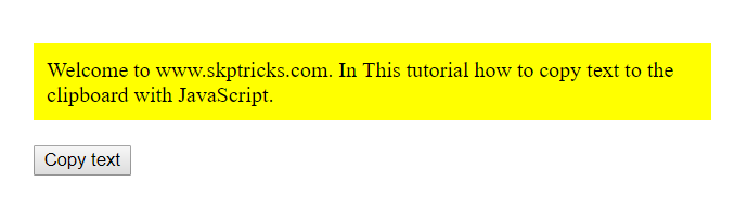 Copy Text to Clipboard Using Javascript | SKPTRICKS