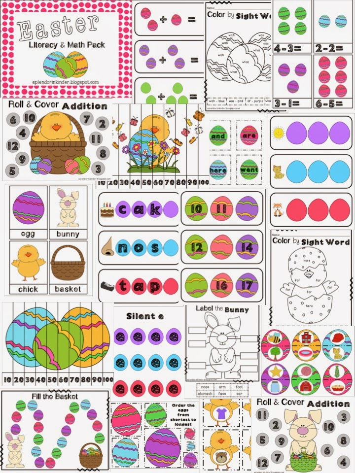 Splendor in Kinder: Easter Literacy and Math Pack!
