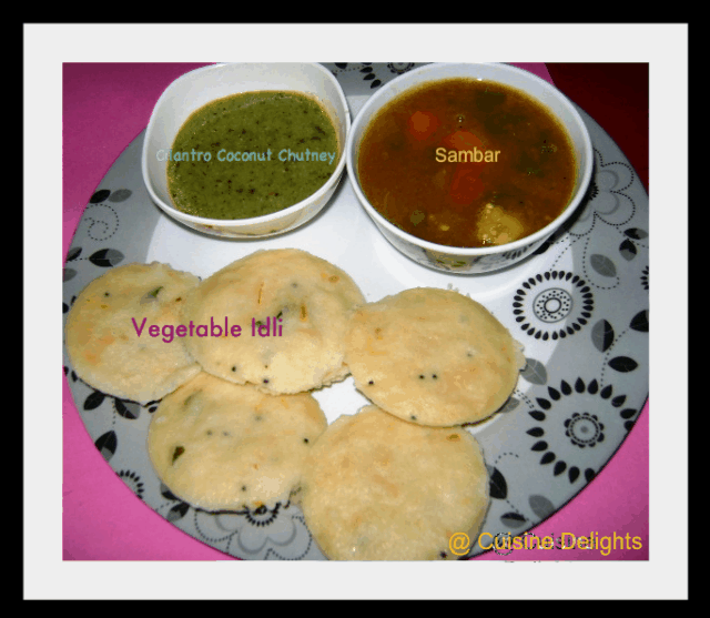 Vegetable Idli - Cuisine delights