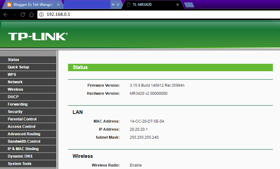 KONFIGURASI WIRELESS TL-MR3420 ACCESS POINT - Es Teh Wanget