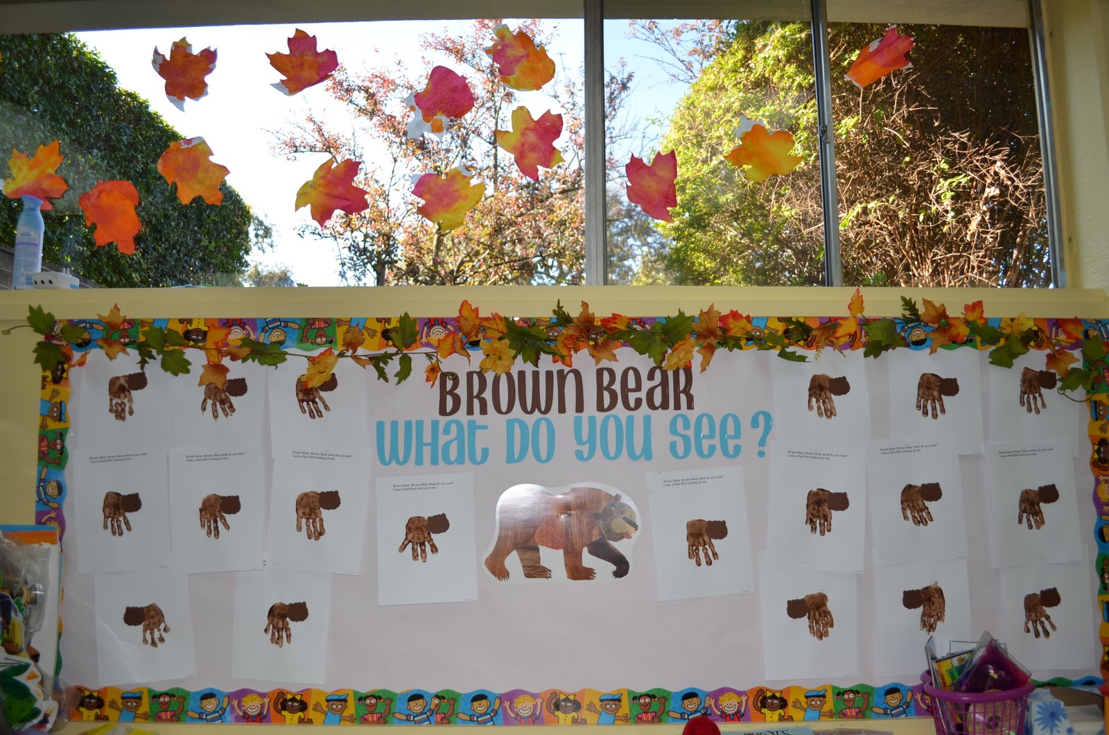 Brown Bear, Brown Bear What Do You See? collage & hand print