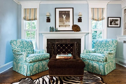 Salas decoradas color turquesa