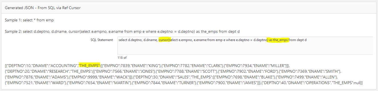 ORA-00001: Unique constraint violated: The APEX_JSON package: Generating JSON from PL/SQL