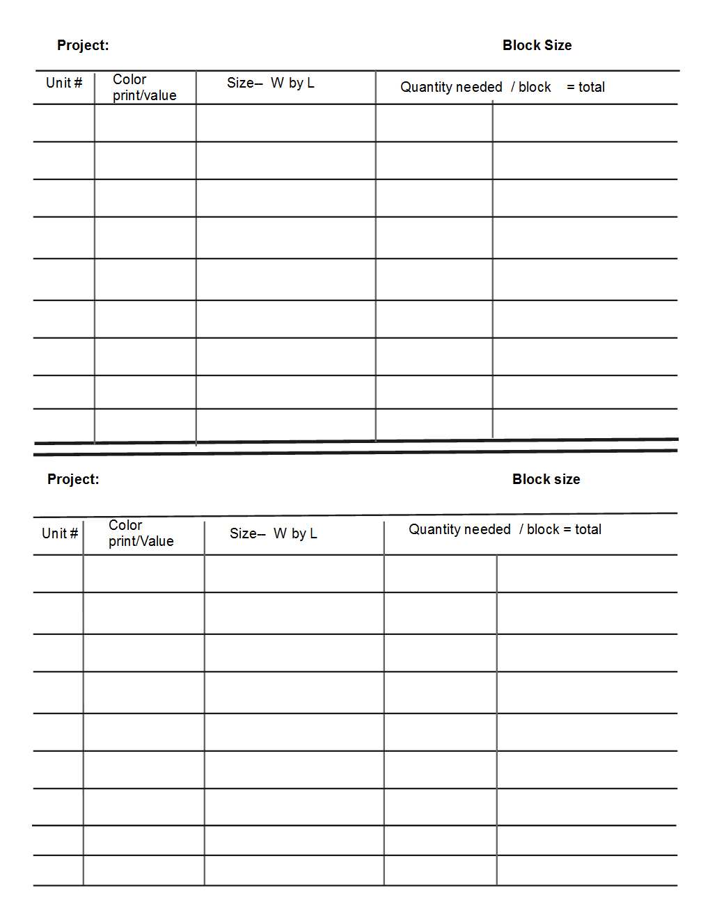 Stitchin' Therapy: Project Cutting List