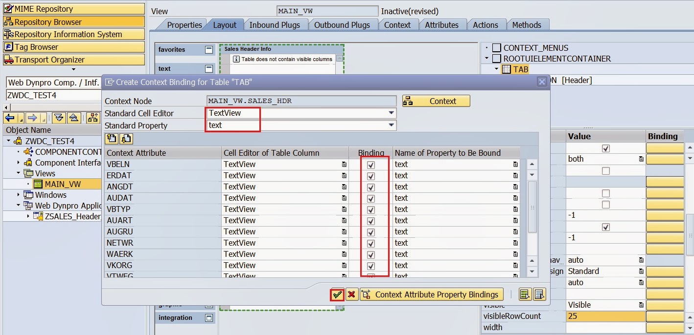 TECHSAP : Creating a table in Webdynpro ABAP