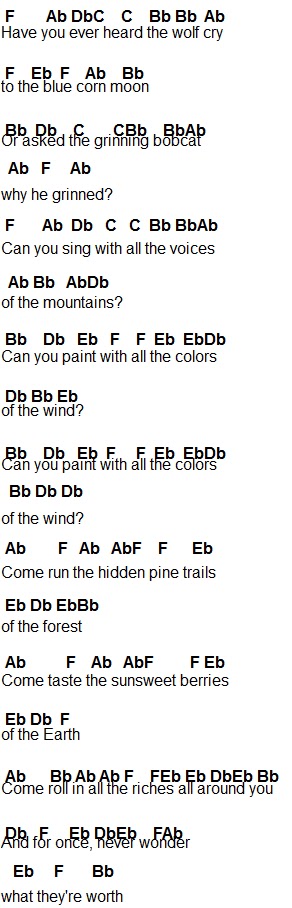 Flute Sheet Music: Colors Of The Wind