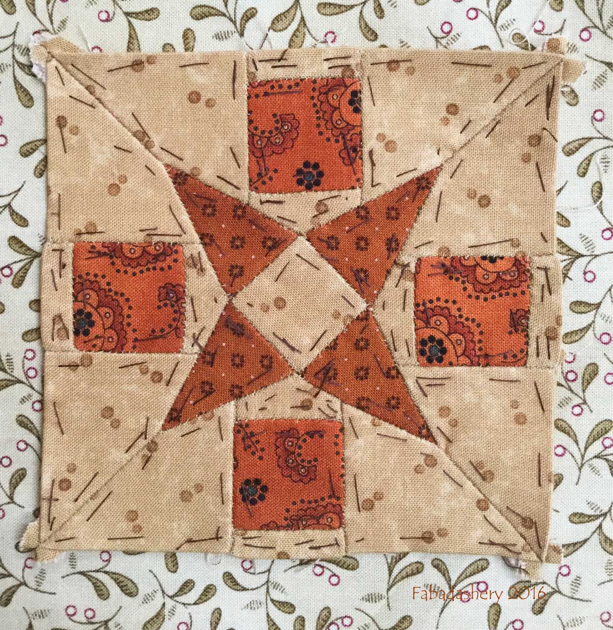 Fabadashery: Dear Jane Quilt - Block I10 Iris' Medallion